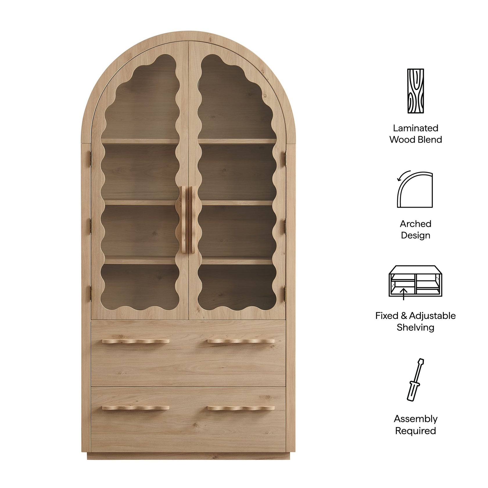 Rory 76 Inch Arched Kitchen Pantry Cabinet